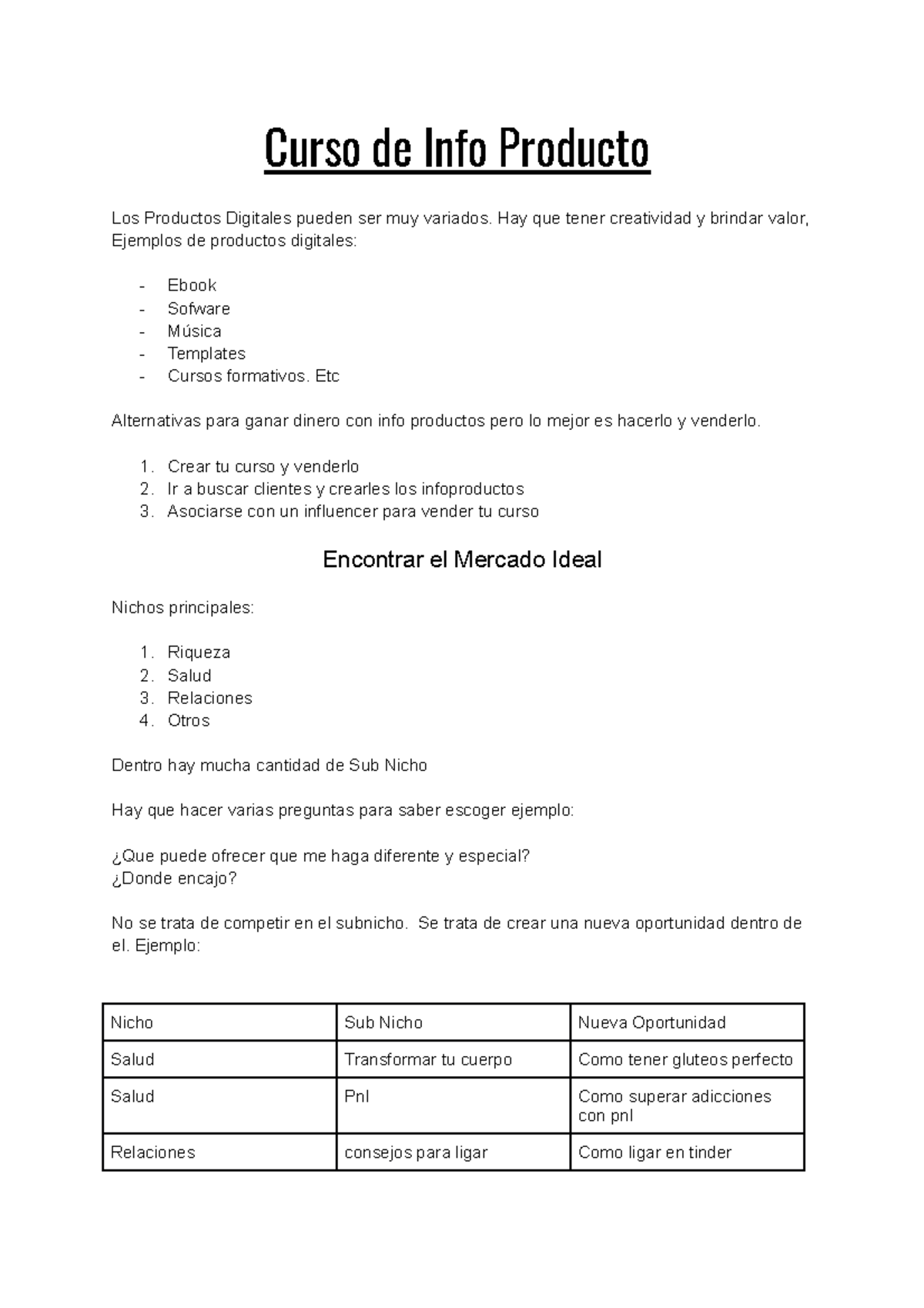Guia Para Creación de Info Productos - Curso de Info Producto Los ...