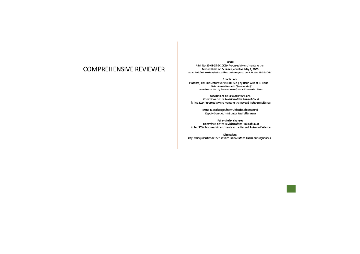 Rules-on-evidence-reviewer-2020 compress - COMPREHENSIVE REVIEWER Codal ...
