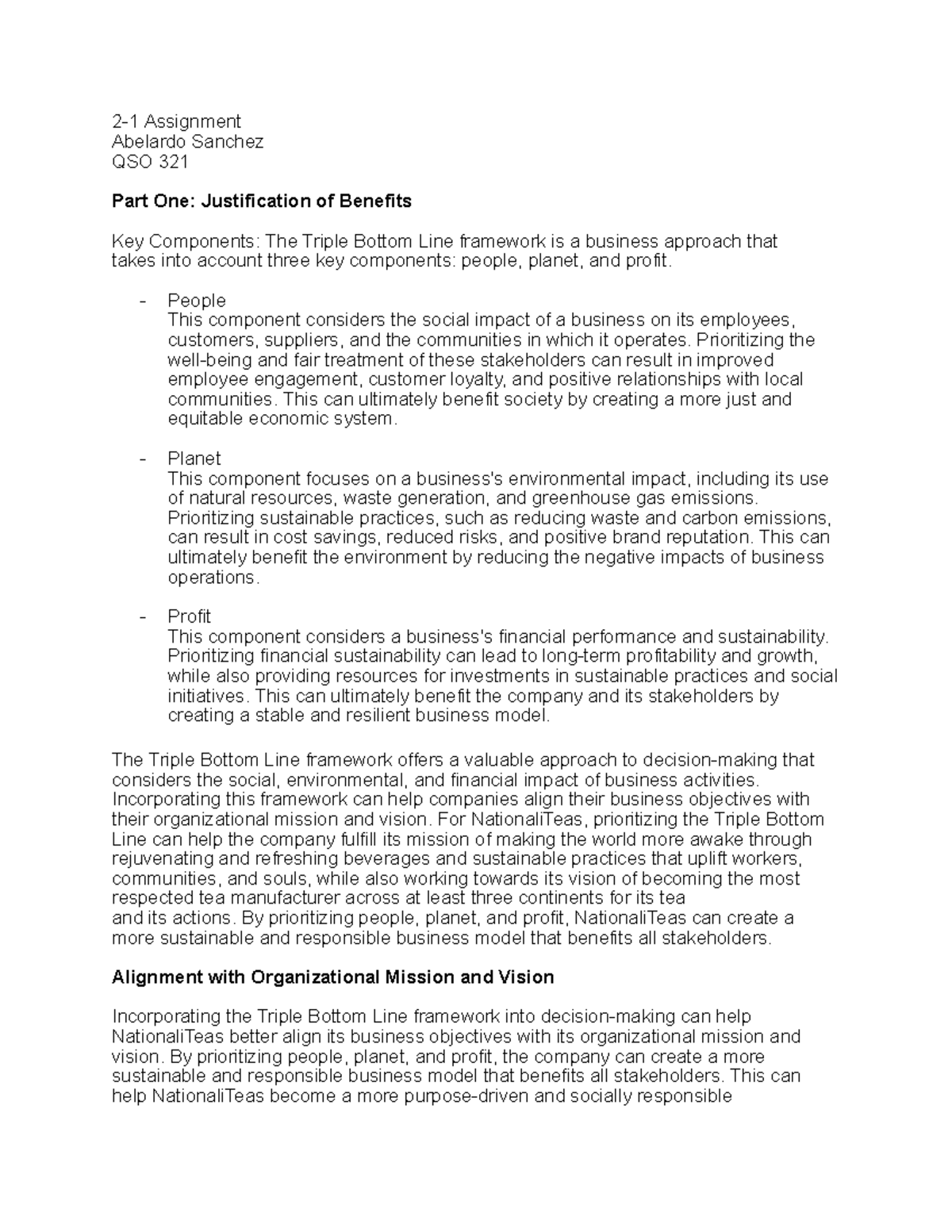 QSO 321 Assignment 2 - 2-1 Assignment Abelardo Sanchez QSO 321 Part One ...