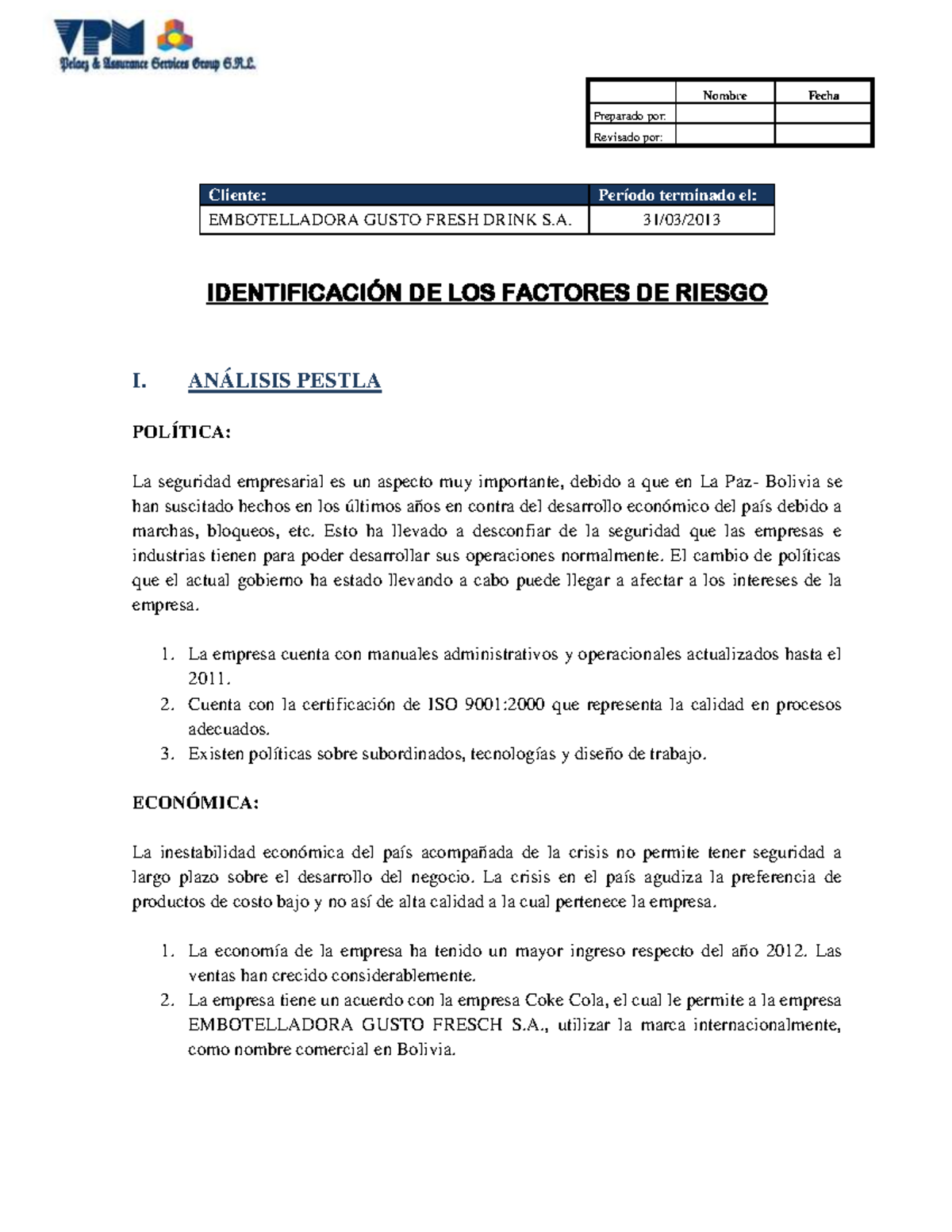 LAS 5 Fuerzas DE Porter - IDENTIFICACIÓN DE LOS FACTORES DE RIESGO I ...