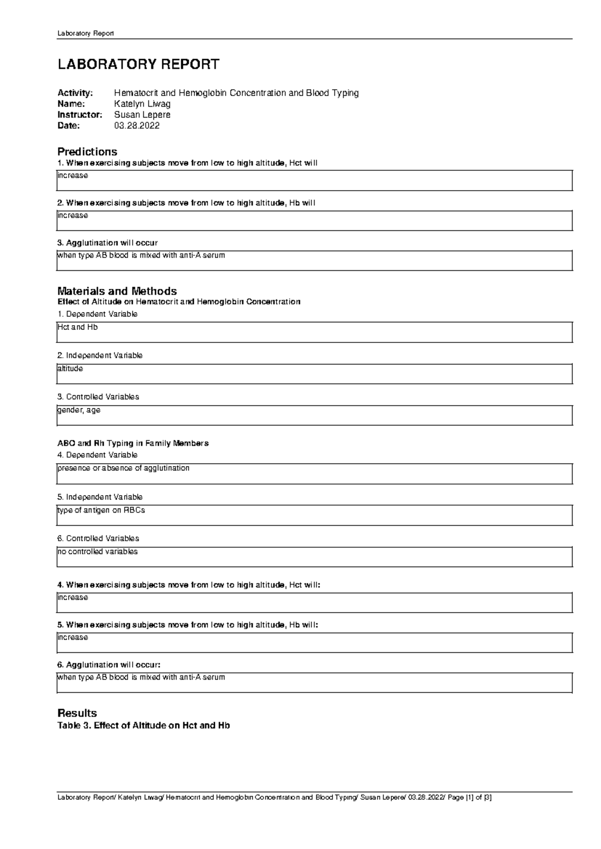 Lab Report for data analysis - Laboratory Report LABORATORY REPORT ...