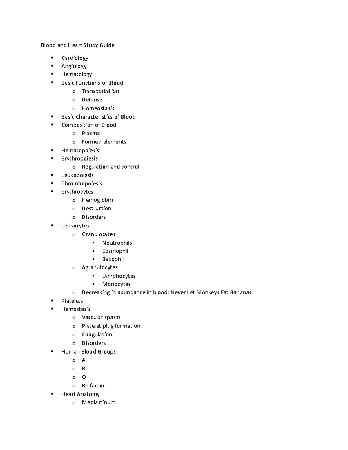 Blood and Heart Study Guide - Studocu