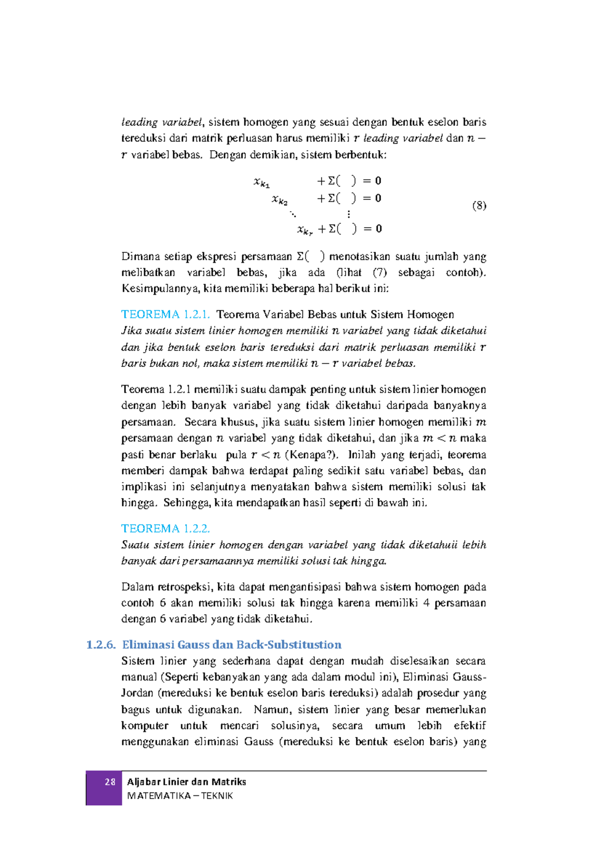 12 - Tugas - 28 Aljabar Linier dan Matriks MATEMATIKA – TEKNIK leading ...