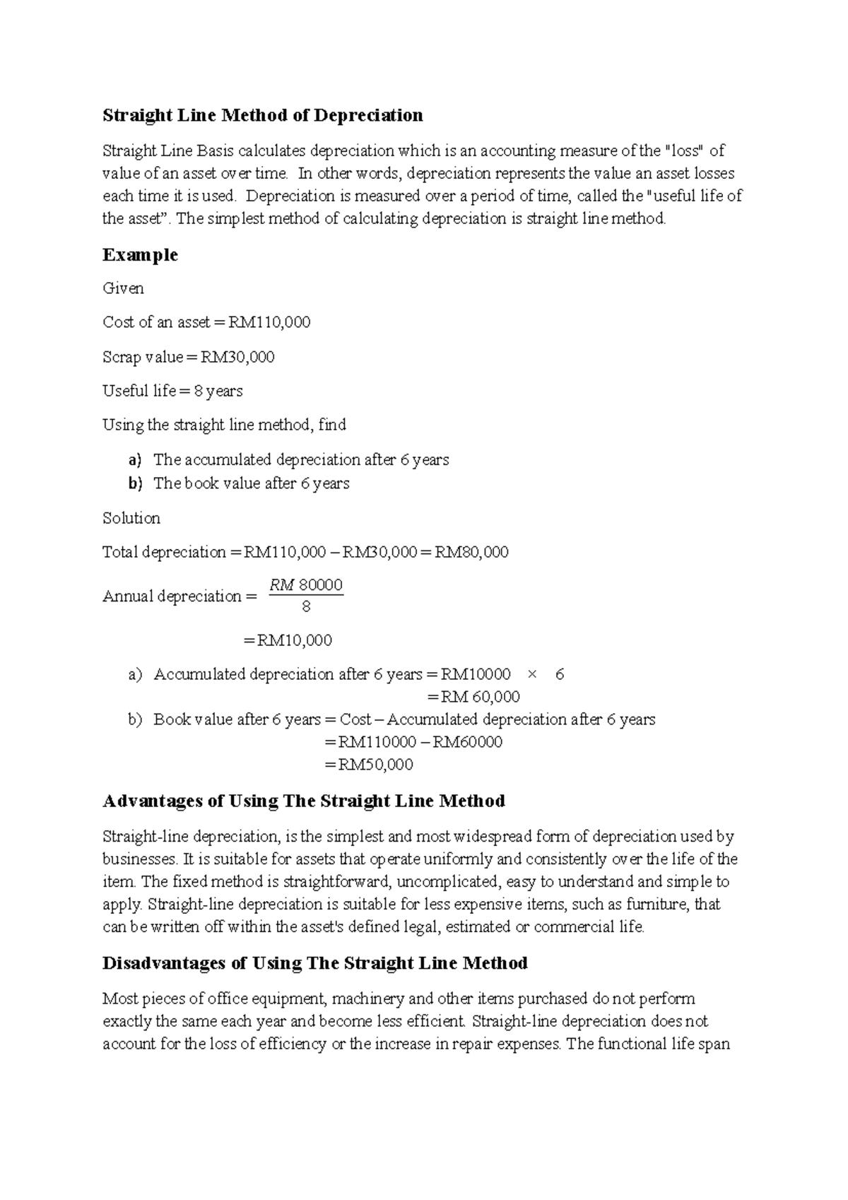 Straight Line Method of Depreciation - Straight Line Method of ...