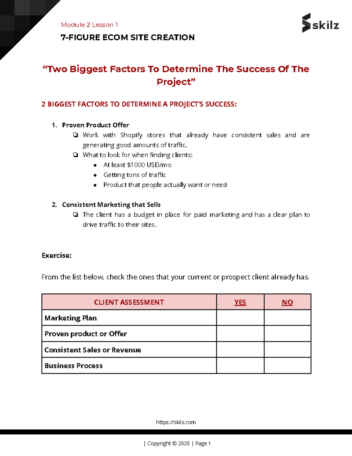 7-Figure ECom Site Creation Module 2 Workbook - 7-FIGURE ECOM SITE CREATION