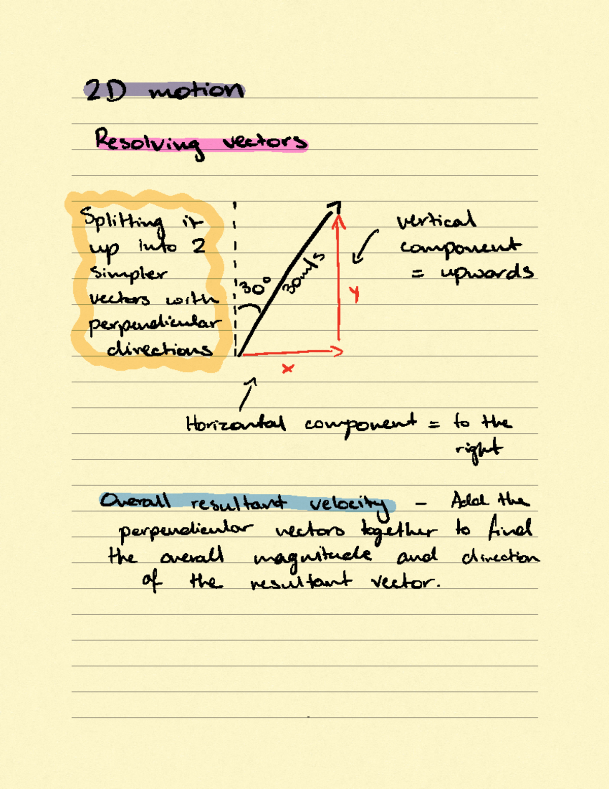 Projectile motion - Notes - ZD motion Resolving vectors 1 7 Splitting ...