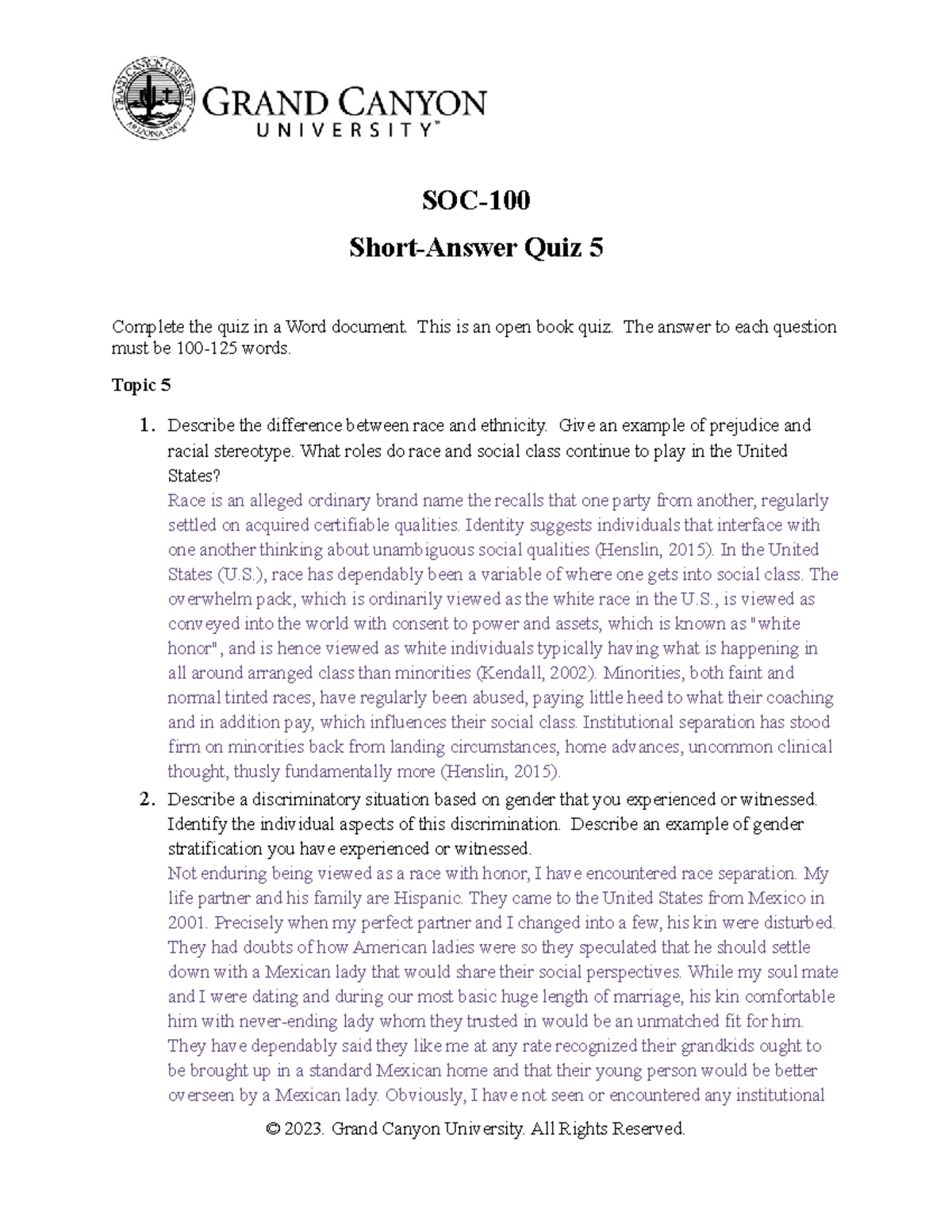 SOC-100.Short-Answer Quiz 5 6-11-21 (Complete) - SOC- Short-Answer Quiz ...