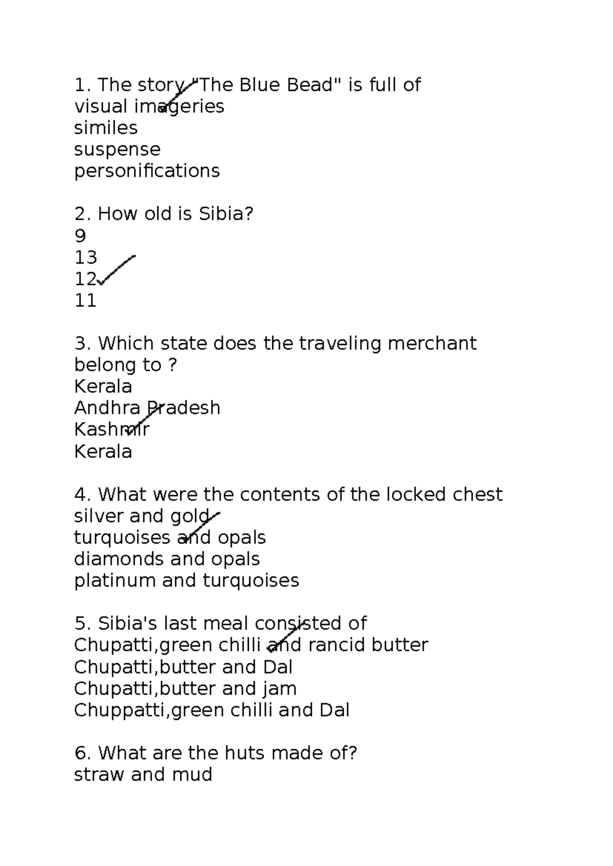 Class 10 english literature MCQs - 1. The story "The Blue Bead" is full ...