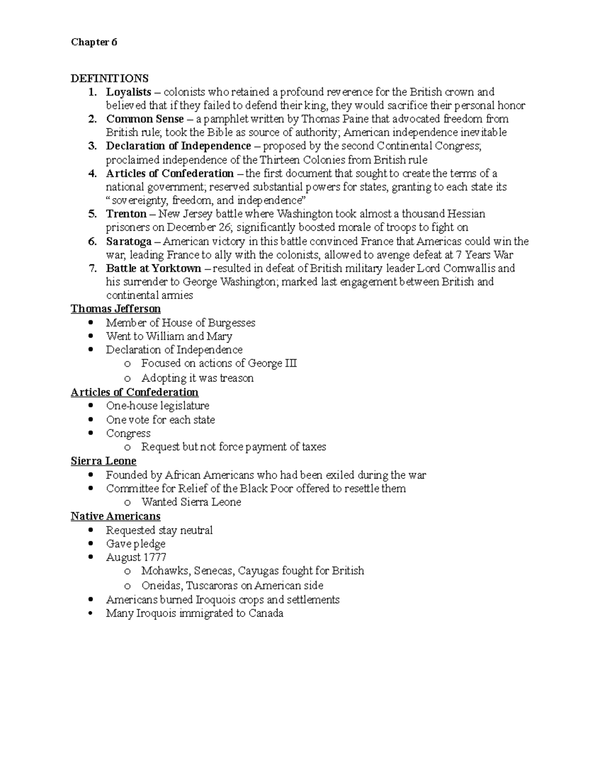 Chapter 6 - articles of confederation, declaration of independence ...