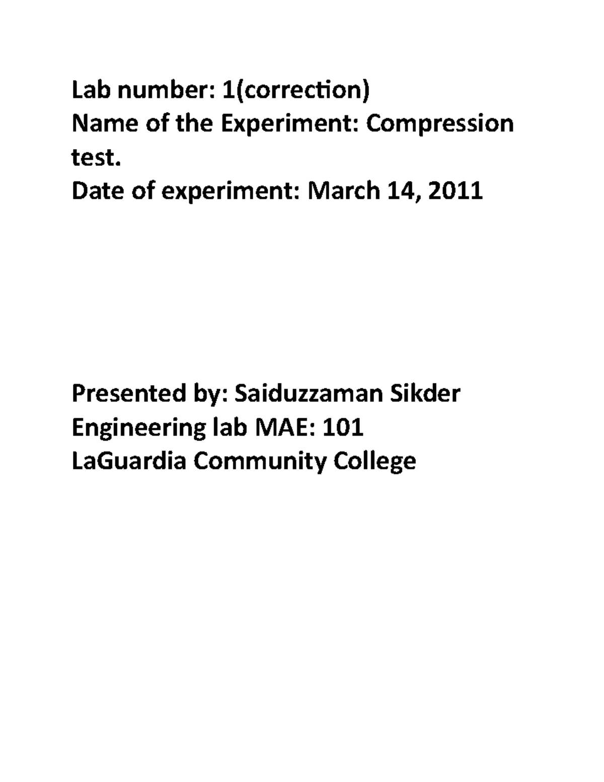 Compressioncorrection - Lab number: 1(correction) Name of the ...