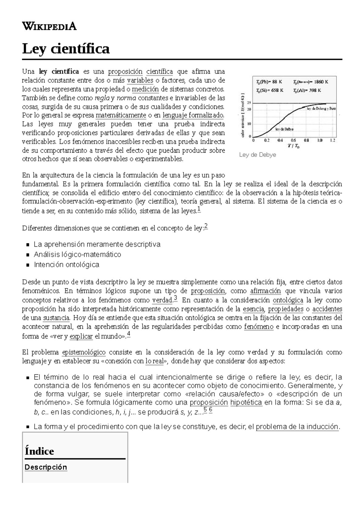 Ley científica - Ley de Debye Ley científica Una ley científica es una ...