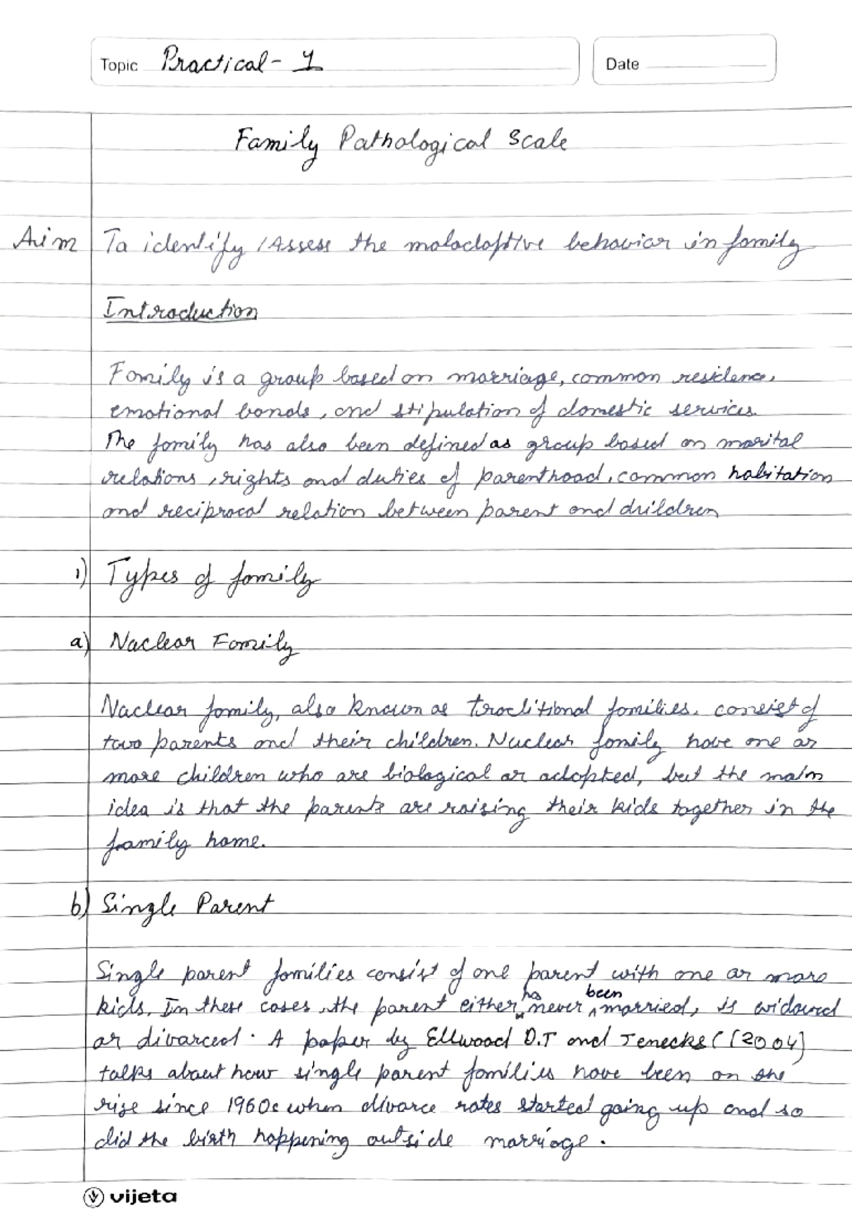 Family Pathological Scale - Topic acdical- 1 Date Family Pathologj col ...