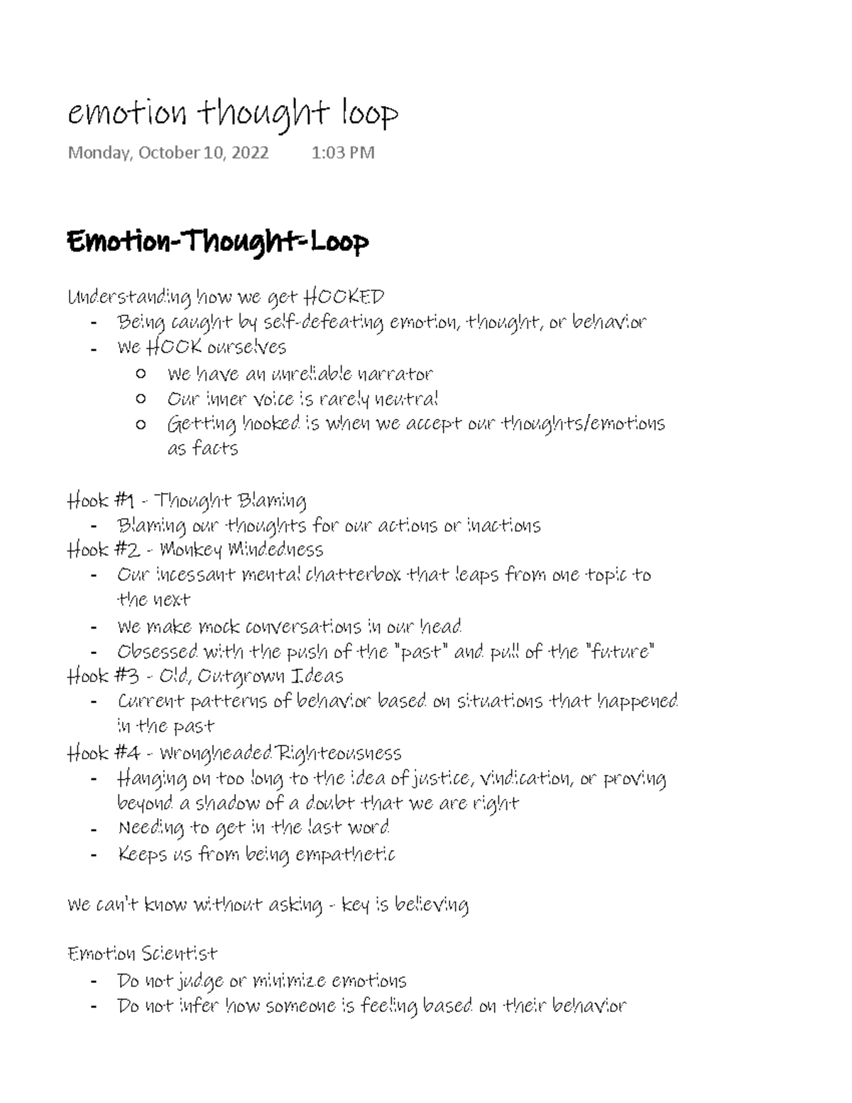 Emotion thought loop - Notes - Emotion-Thought-Loop Understanding how ...