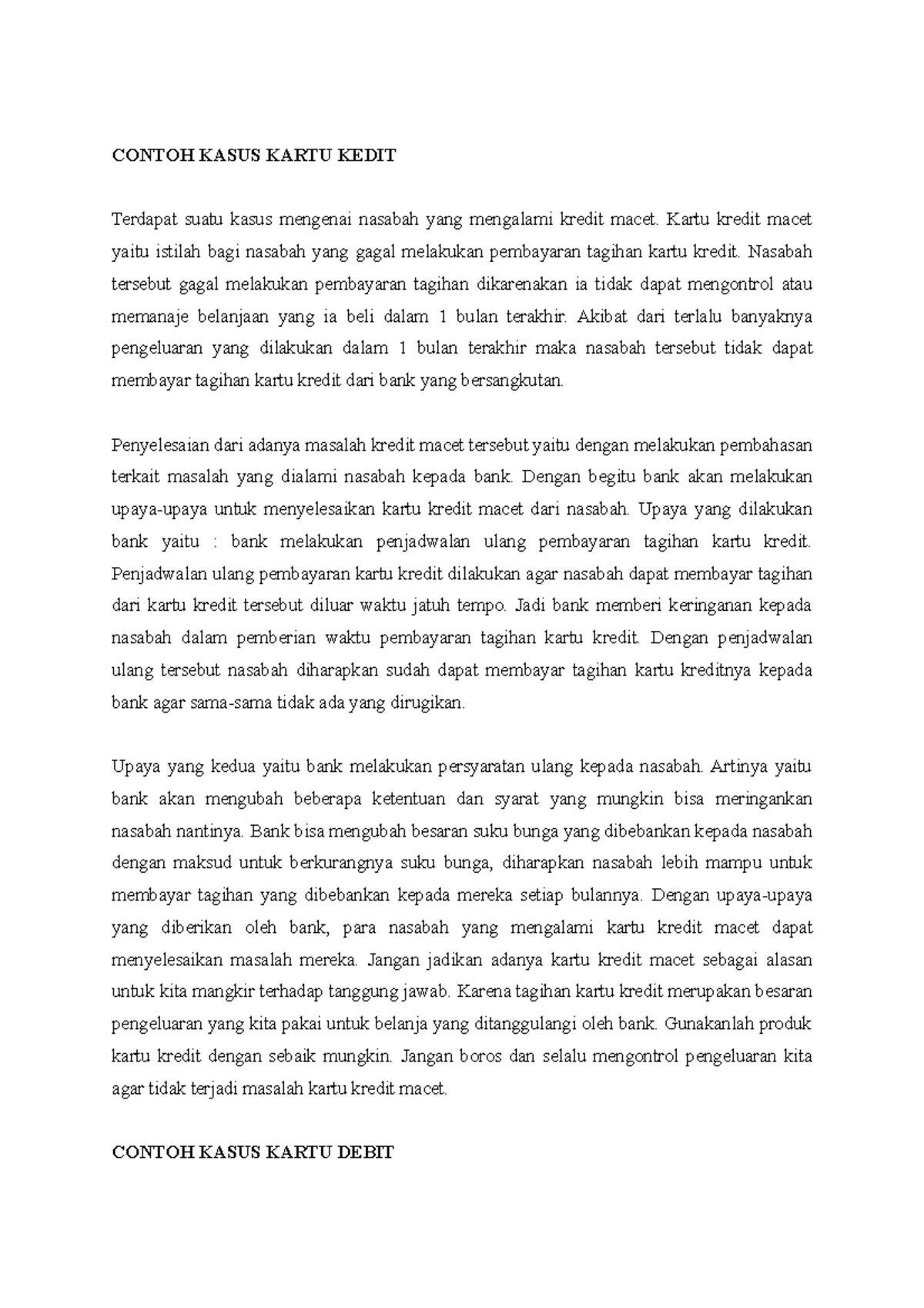 Contoh Kasus Kartu Kredit dan ATM - CONTOH KASUS KARTU KEDIT Terdapat ...