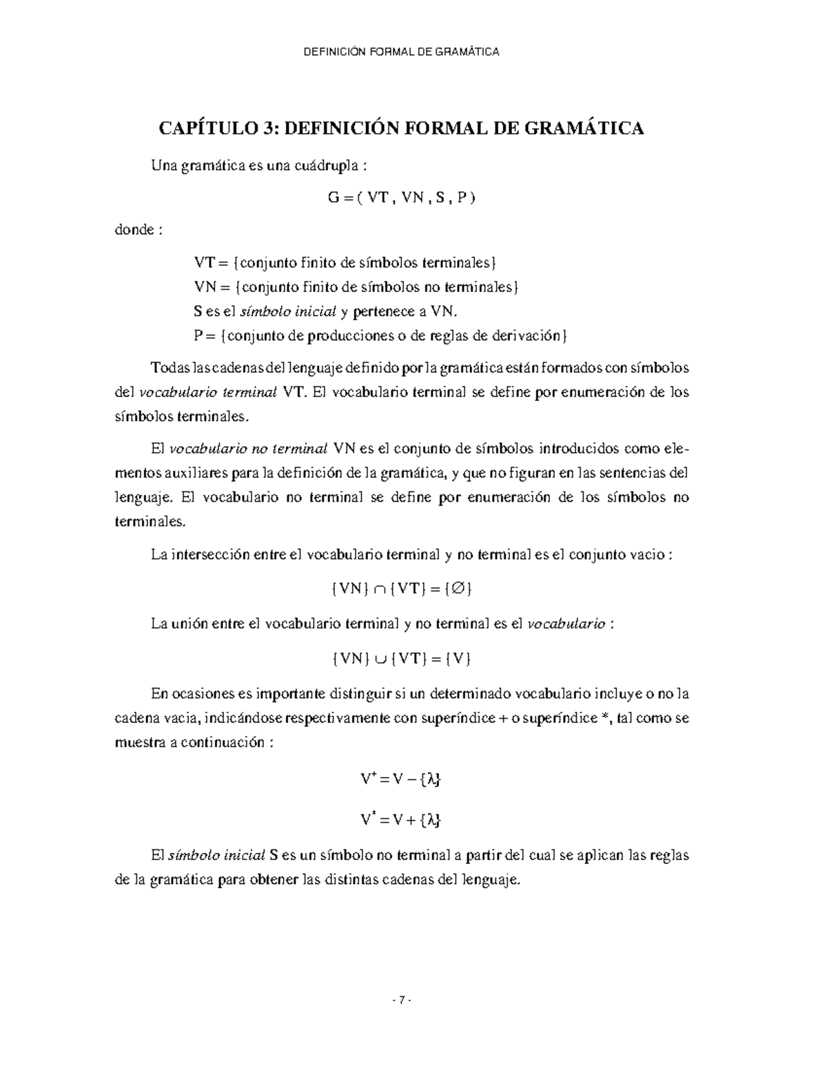 Gramáticas teo - gramaticas - DEFINICIÓN FORMAL DE GRAMÁTICA CAPÍTULO 3 ...