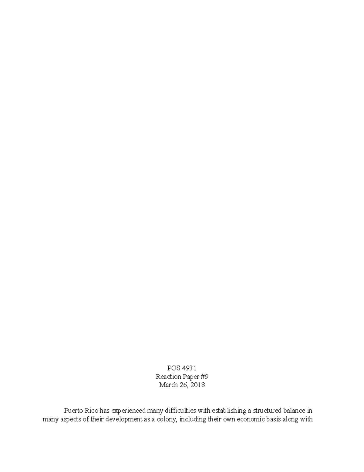 Reaction Paper #9 - Summaries of articles for class - POS 4931 Reaction ...