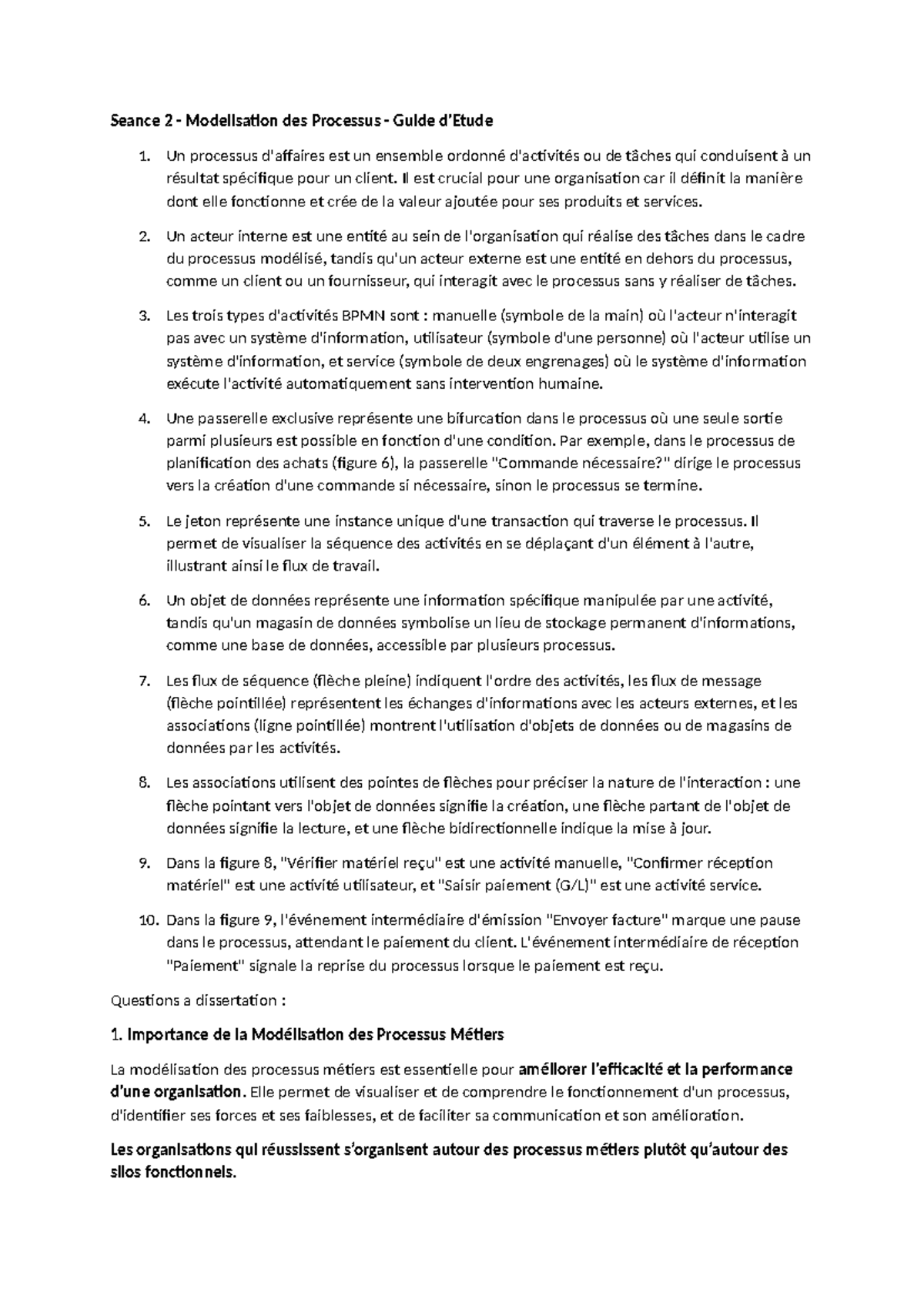 Guide D'Etude Complet - Seance 2 - Modelisation des Processus - Guide d'Etude 1. Un processus ...