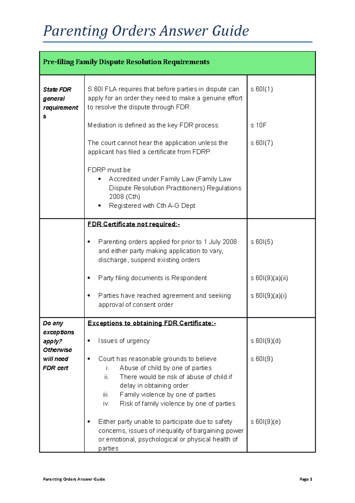 Parenting Orders Answer Guide - Parenting Orders Answer Guide Pre ...