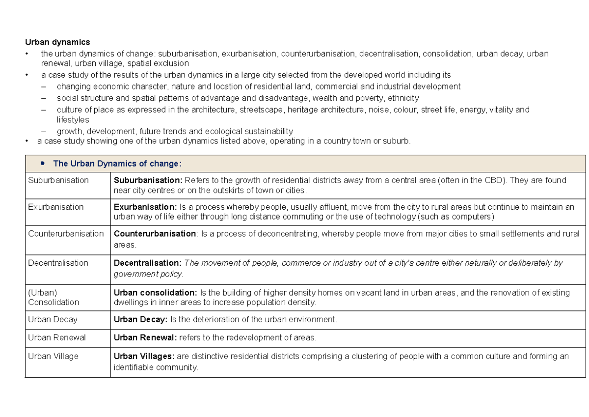 Urban Dynamics London summary - Urban dynamics • the urban dynamics of change: suburbanisation ...