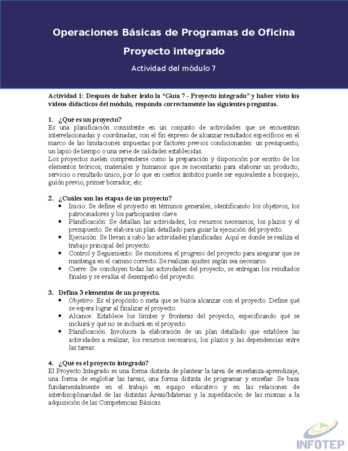 Actividad 1 - Modulo 7 - Operaciones Básicas de Programas de Oficina Proyecto integrado ...