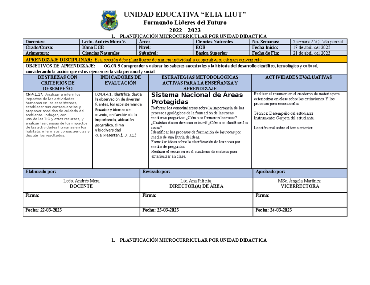 Matriz DE Desagregaciòn DE Destrezas 10mo 7 2Q - UNIDAD EDUCATIVA “ELIA ...