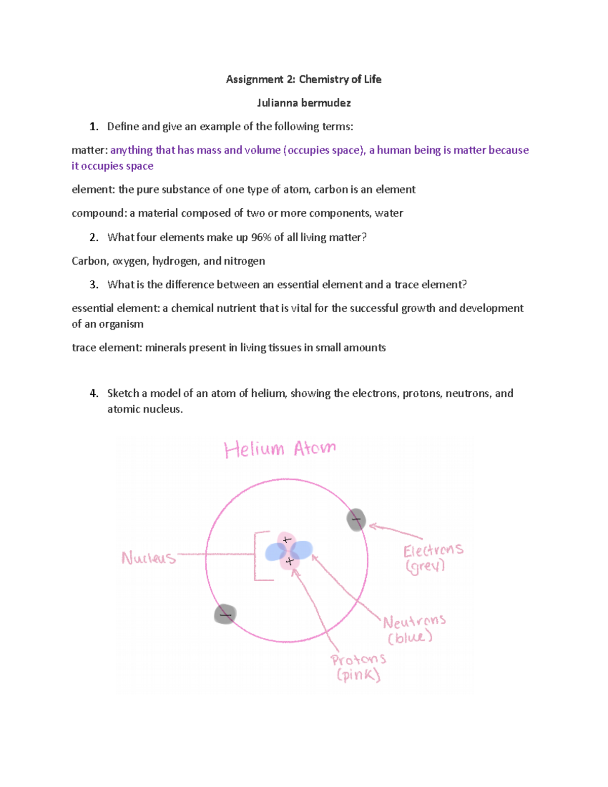 Assignment 2: Chemistry of Life - What is the atomic number of helium ...