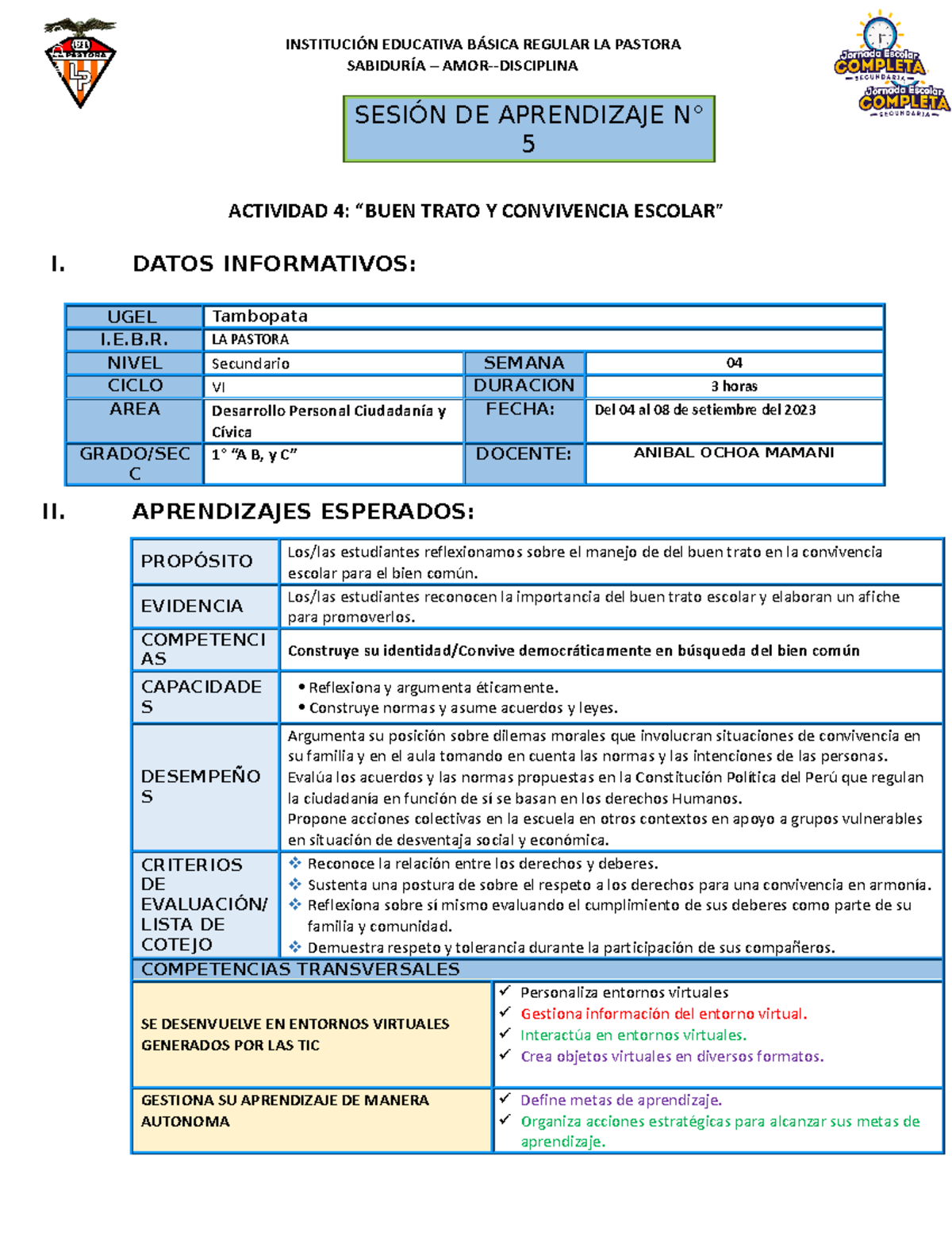 1º DPCC SES ACT. 03 UNI 0 2 - 2 0 2 3 - INSTITUCIÓN EDUCATIVA BÁSICA REGULAR LA PASTORA ...
