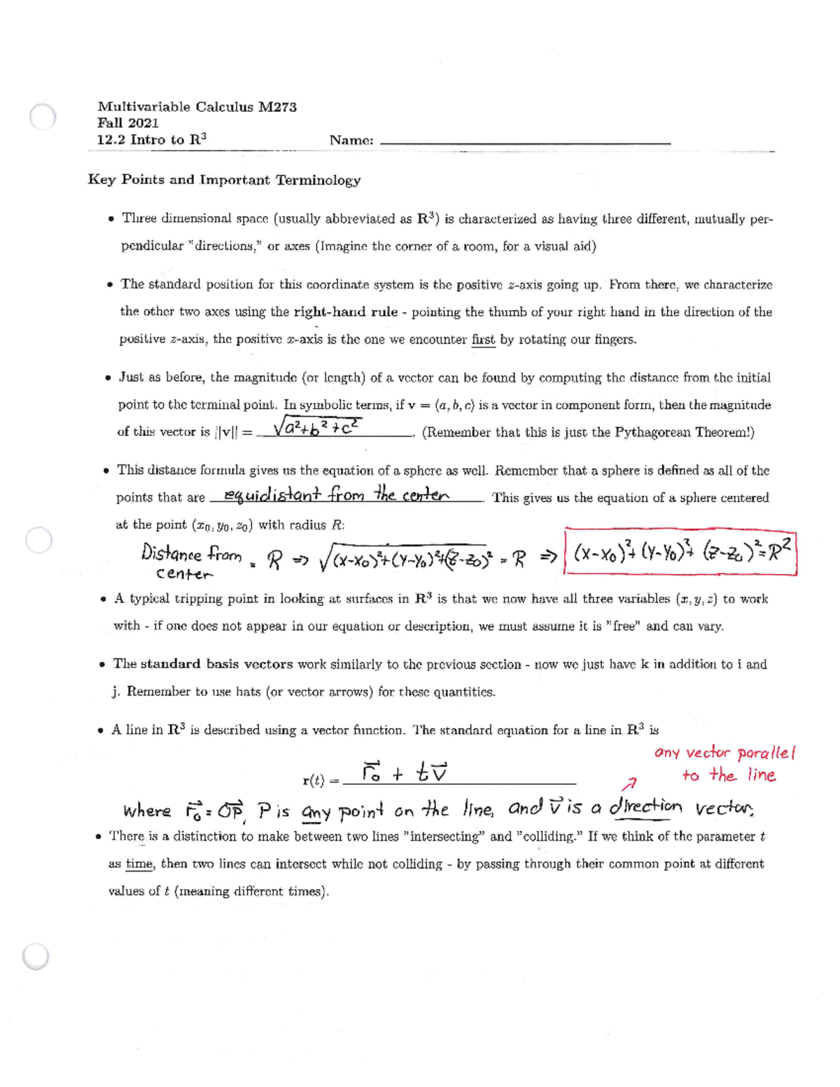 Section 12 2 Multivariable M 273q Msu Studocu