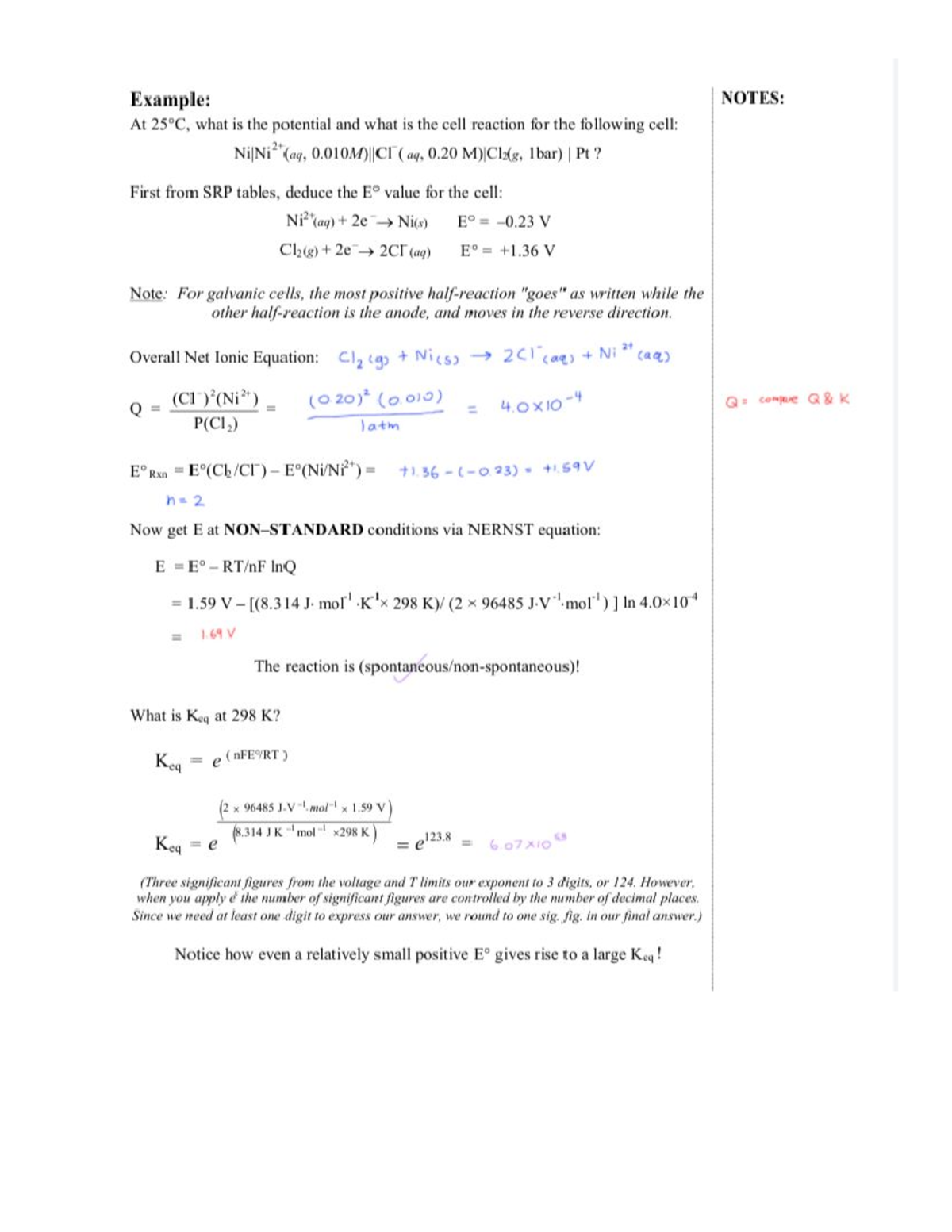 Electrochem k practice - CHEM 1050 - Studocu