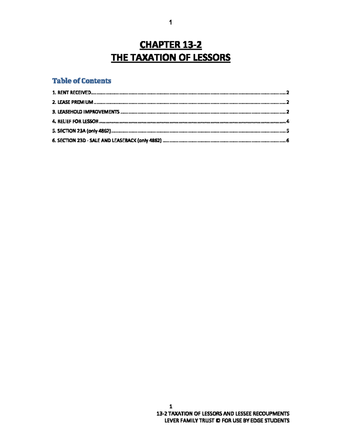 Lessor taxation-tax effect on rent received by lessor - TAX300 - Studocu