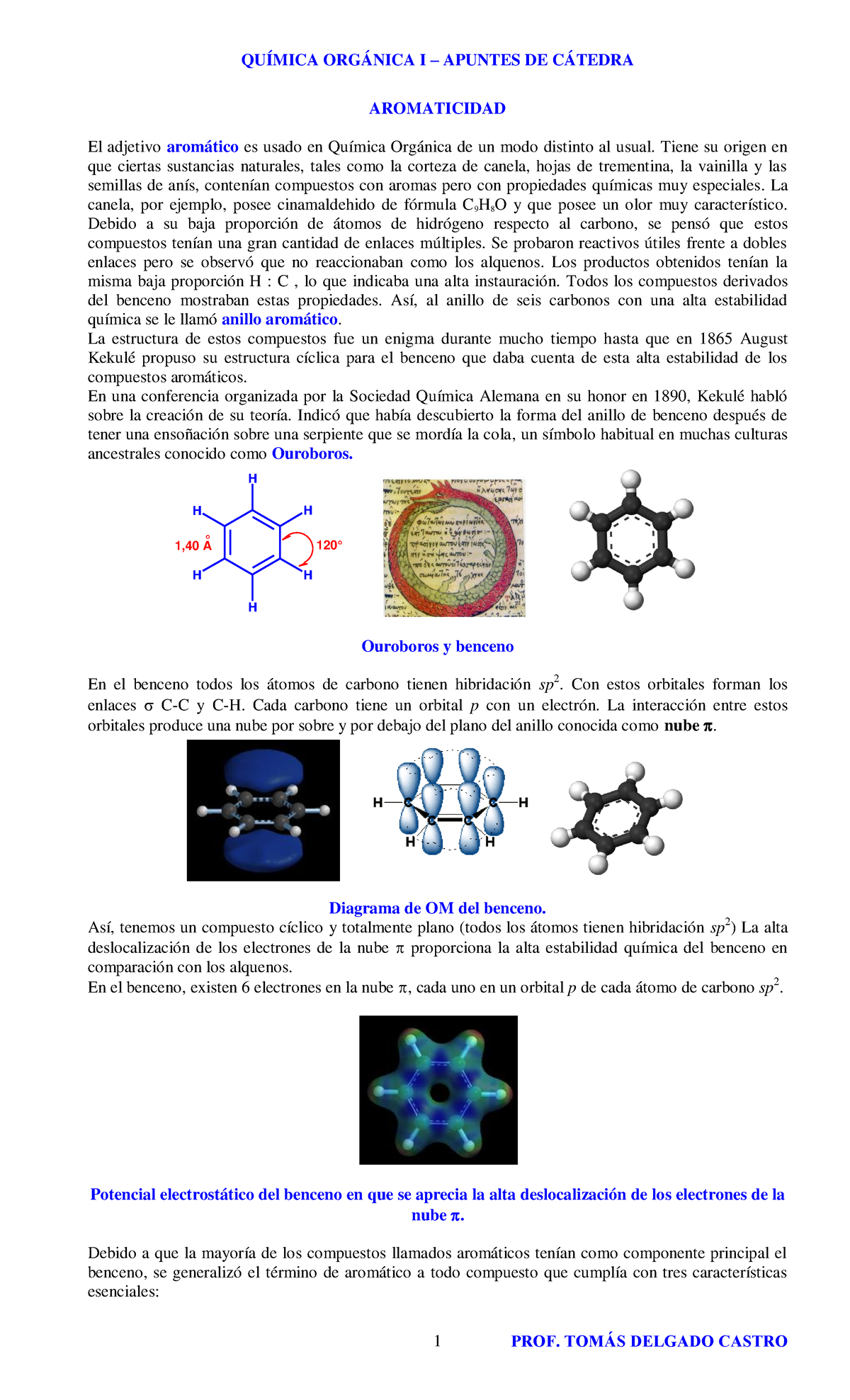 TEMA 02 Aromaticidad TDC - QUÍMICA ORGÁNICA I – APUNTES DE CÁTEDRA 1 ...