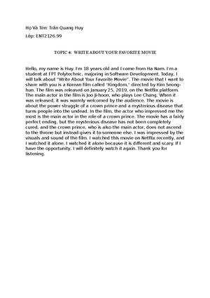 ENT2126 Suggested Questions for Writing - ENT2126_SUGGESTED QUESTIONS FOR WRITING TOPICS TOPIC 1 ...