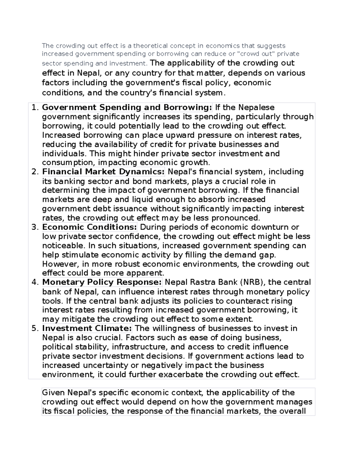 Public economics - The crowding out effect is a theoretical concept in ...