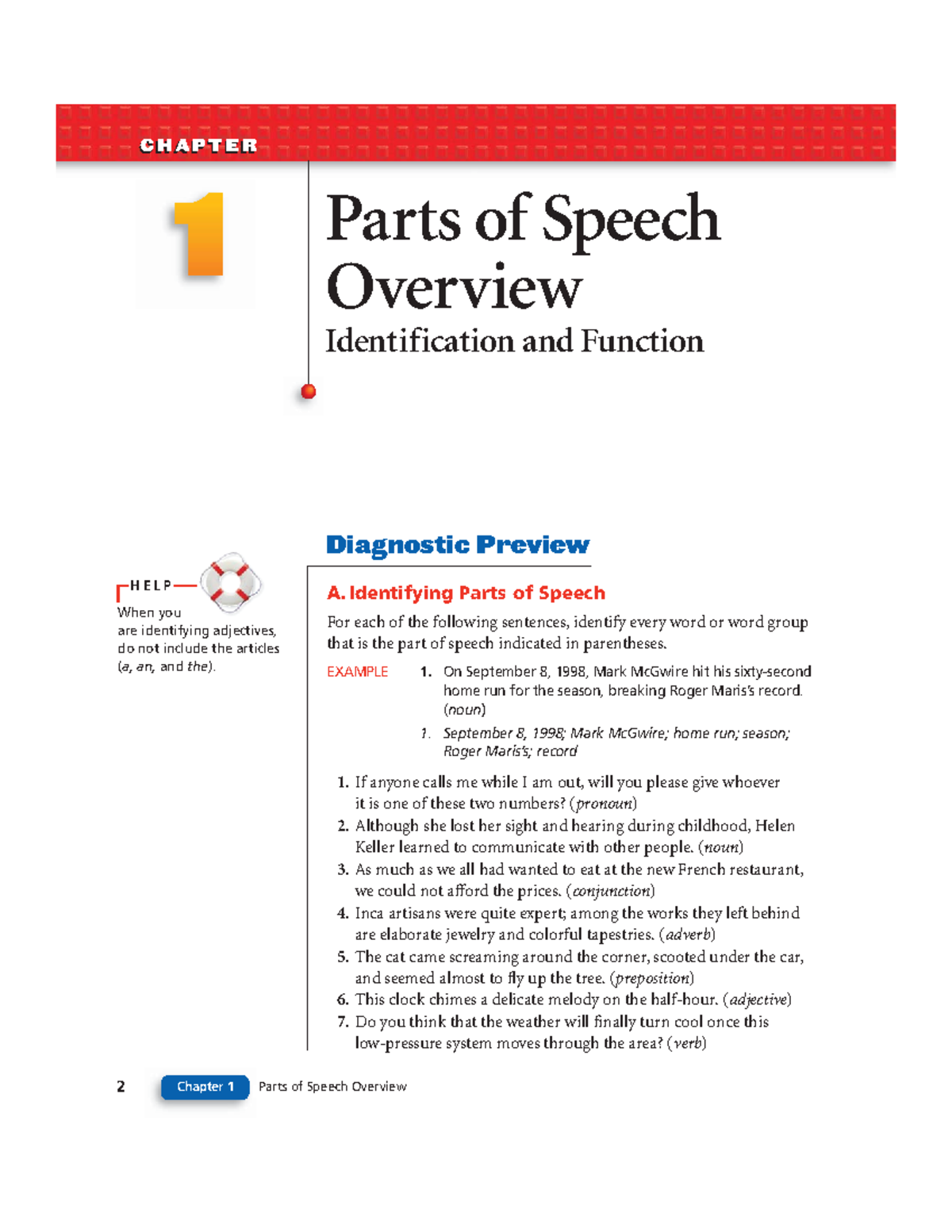 Start UP- Parts pf Speech - an overview - ####### 2 Chapter 1 Parts of ...