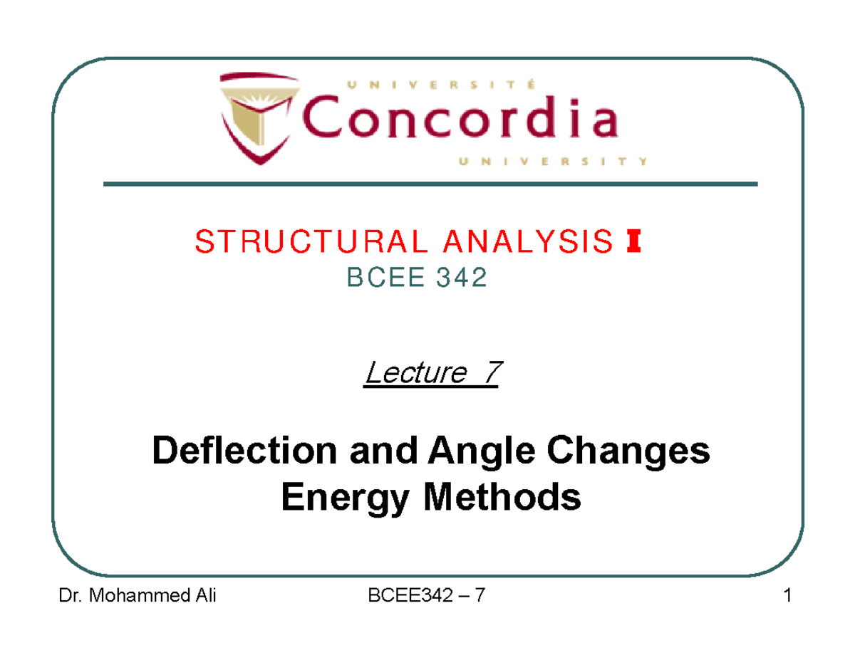 Lecture 7 - Deflection and Angle Changes Geometric Methods - STRUCTURAL ...