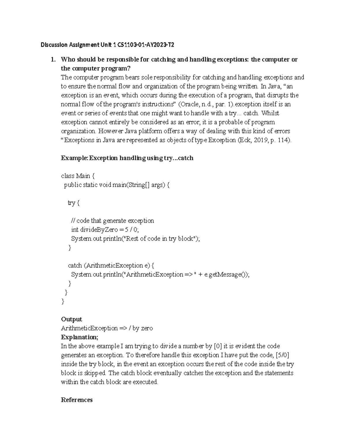 Discussion Assignment Unit 1 Cs1103 Discussion Assignment Unit 1 Cs1103 01 Ay2023 T 1 Who