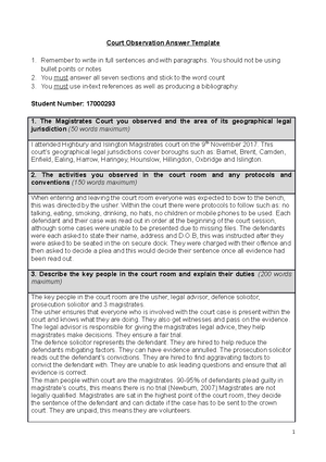 Court Observation Answer Template - Remember to write in full sentences ...