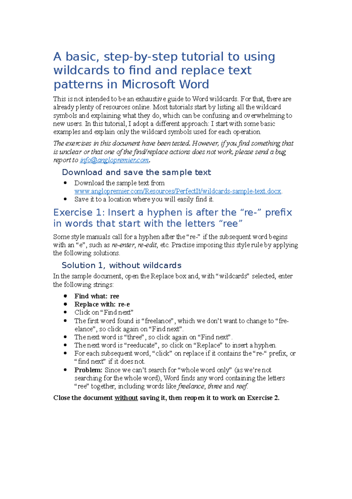 Wildcards-exercises - wildcards exercises - A basic, step-by-step ...
