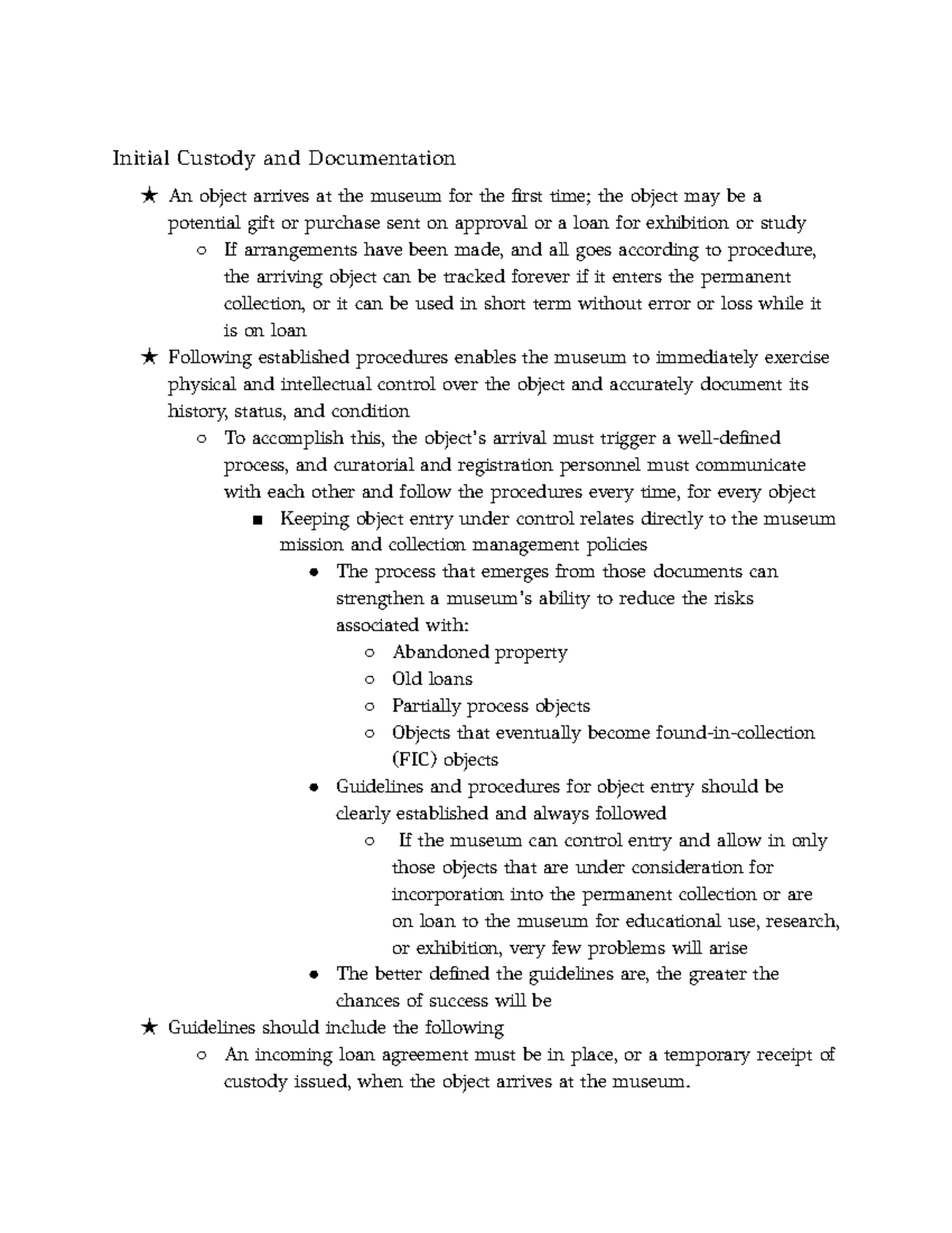 Initial Custody and Documentation - The loan paperwork or receipt ...