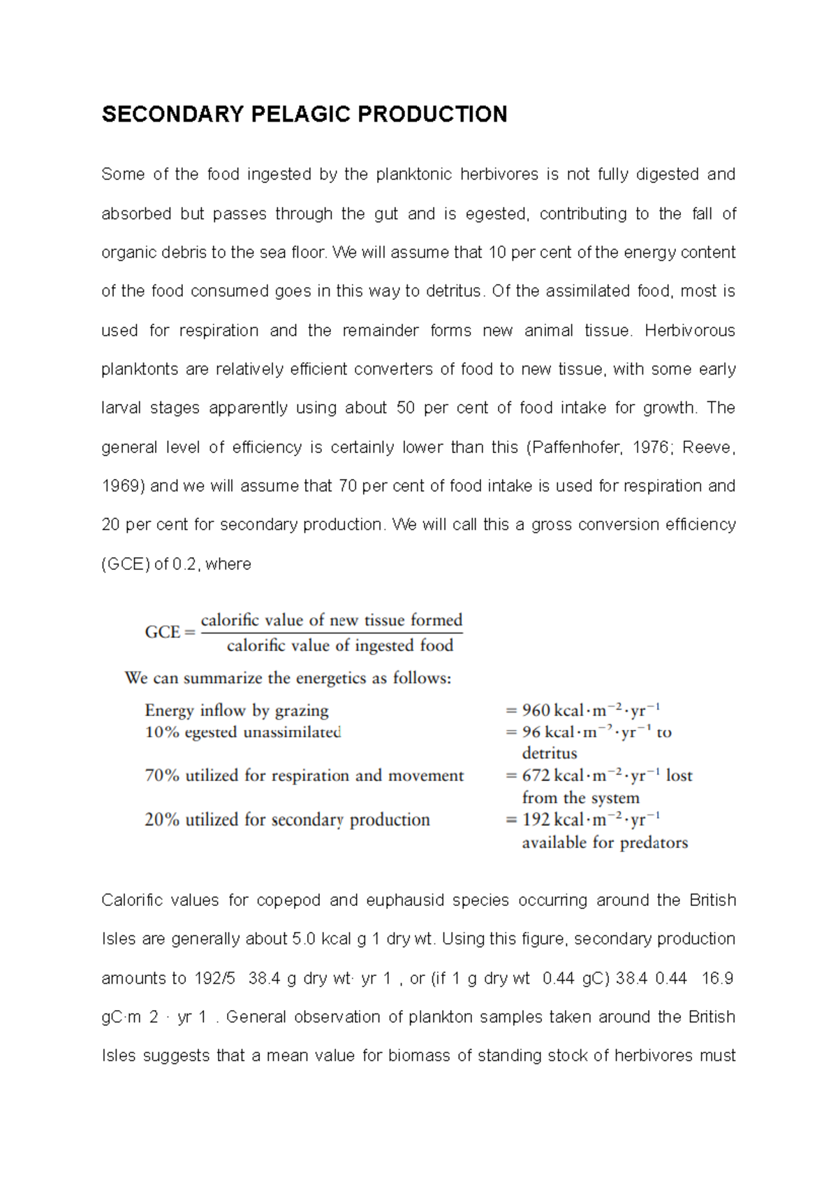Secondary Pelagic Production - SECONDARY PELAGIC PRODUCTION Some of the ...