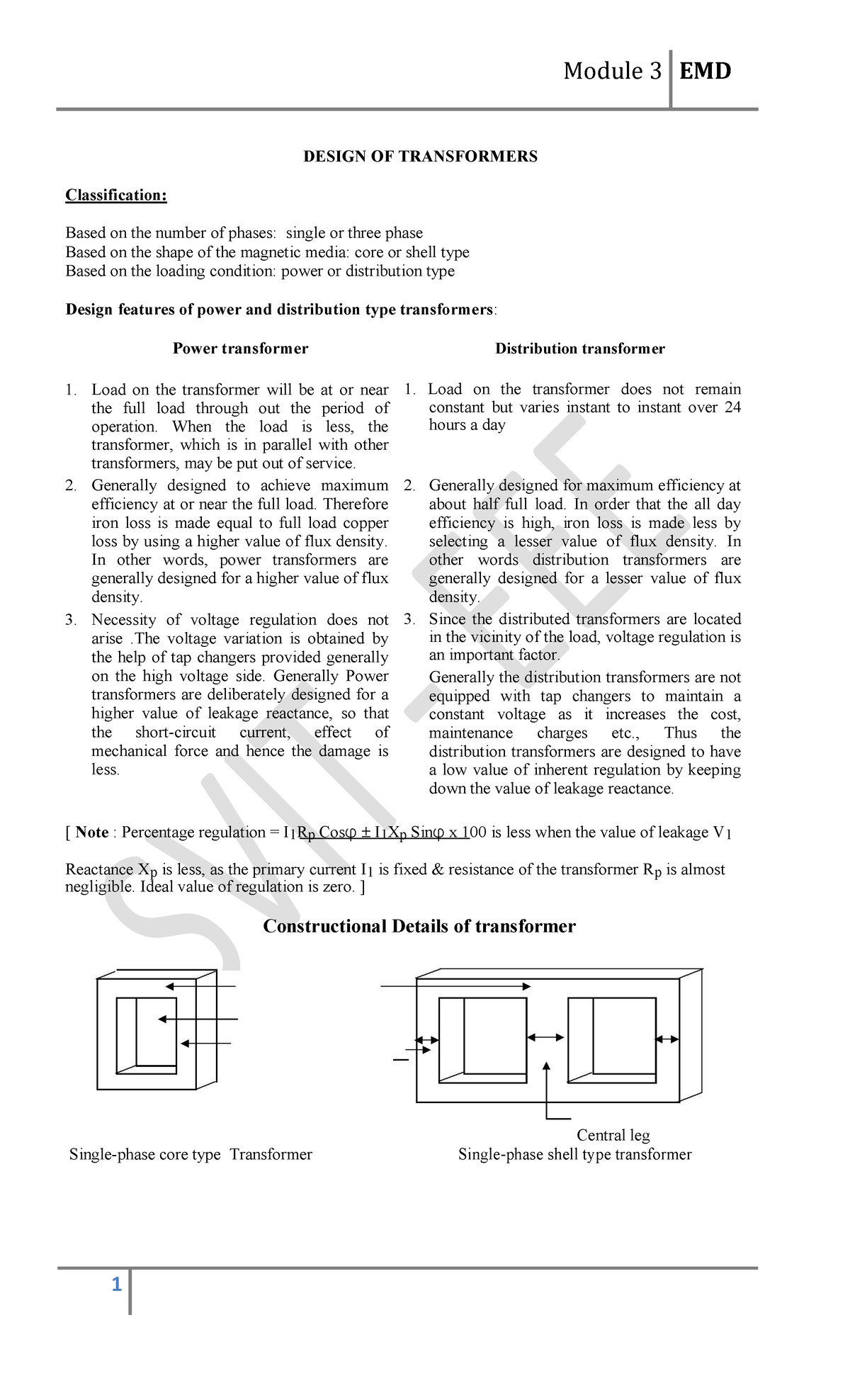 Electrical Machine Design Module-3 - DESIGN OF TRANSFORMERS ...