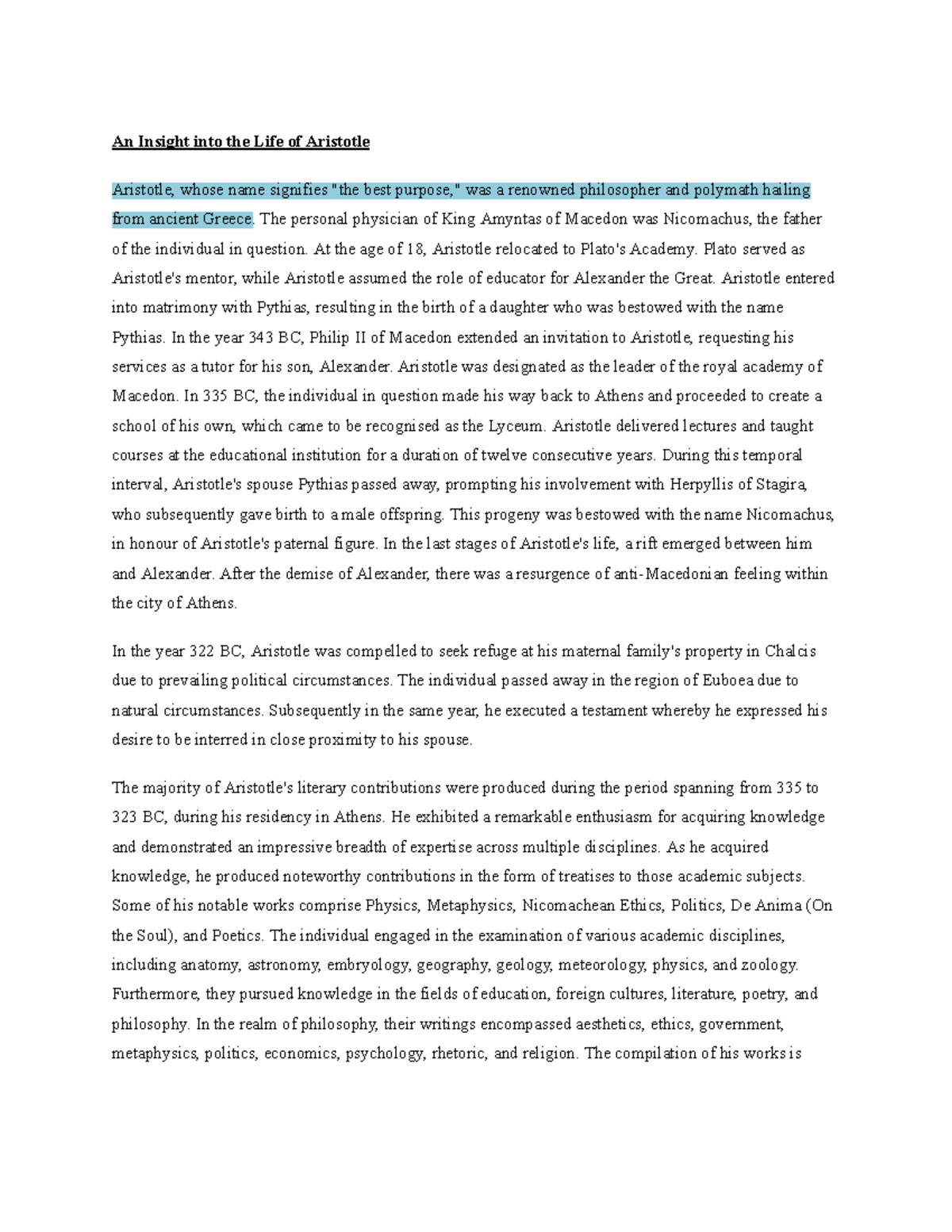 Aristotle's Tragedy - fggjjjjyht hyjy - An Insight into the Life of ...