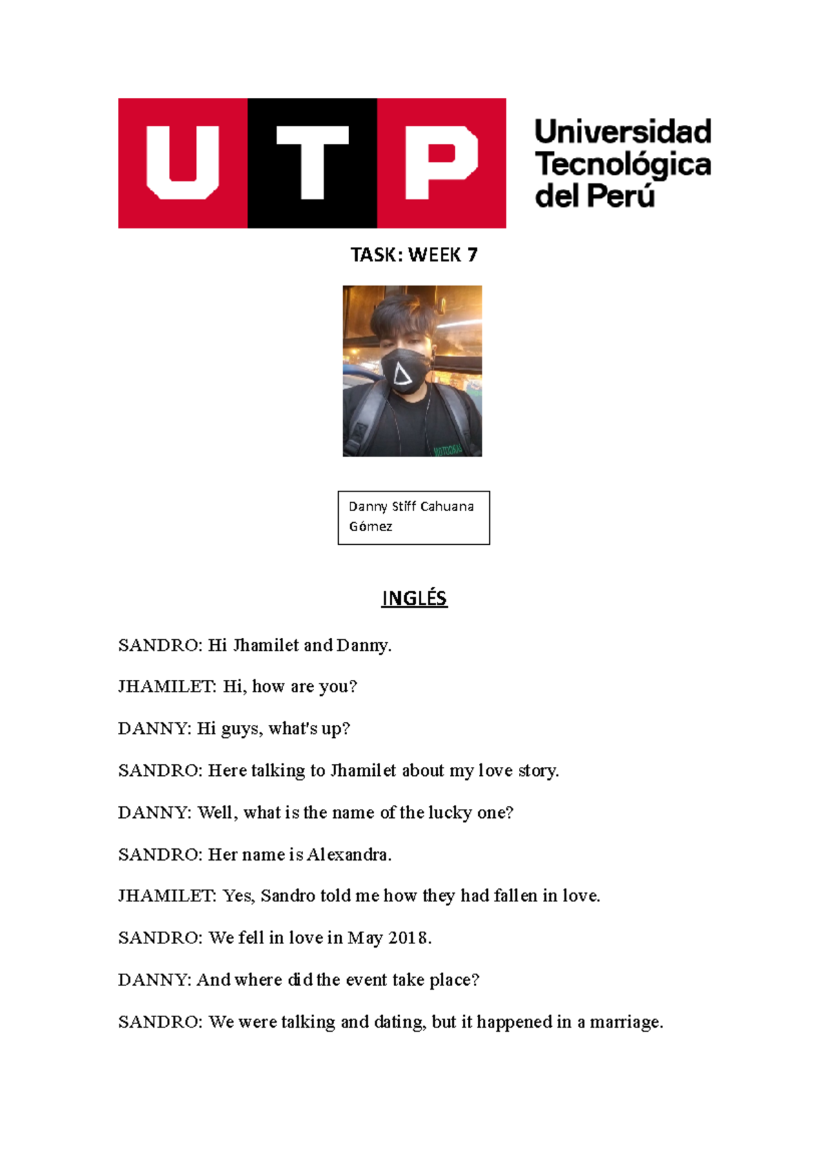 Ingles Semana Numero 7 (1) 5 - TASK: WEEK 7 INGLÉS SANDRO: Hi Jhamilet ...