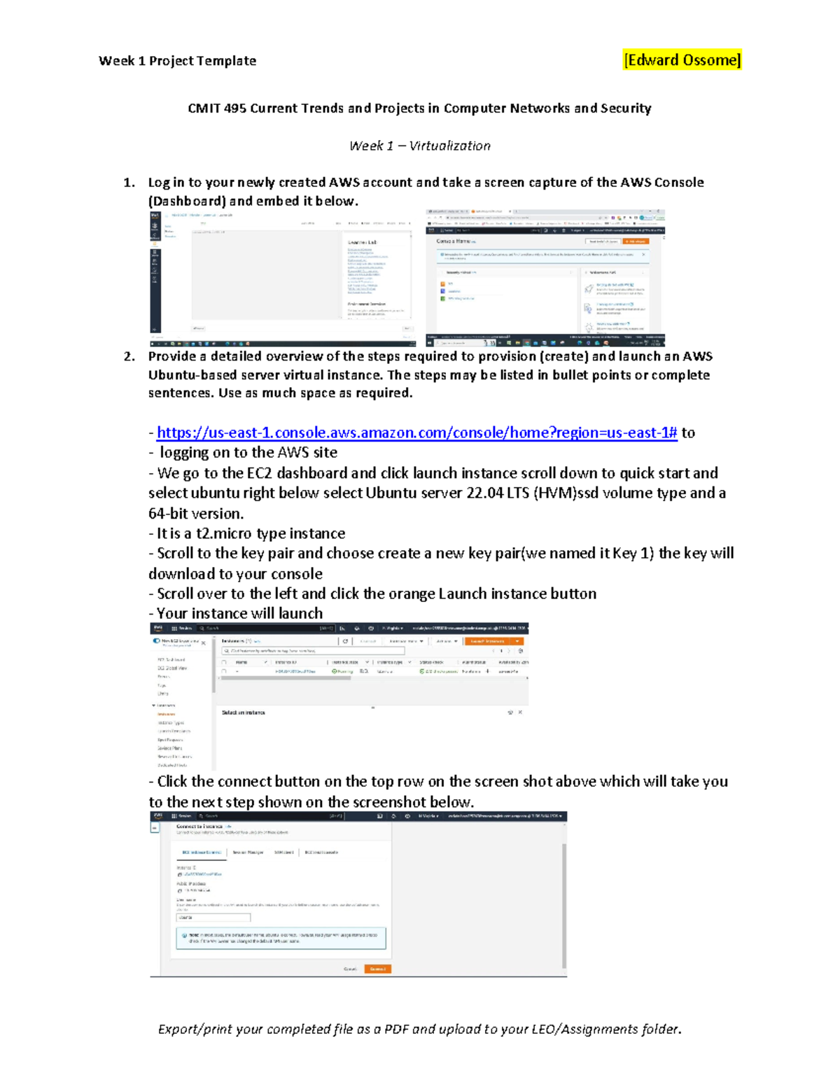 CMIT 495 Virtualization Assignment Edward - CMIT 495 Current Trends and Projects in Computer ...