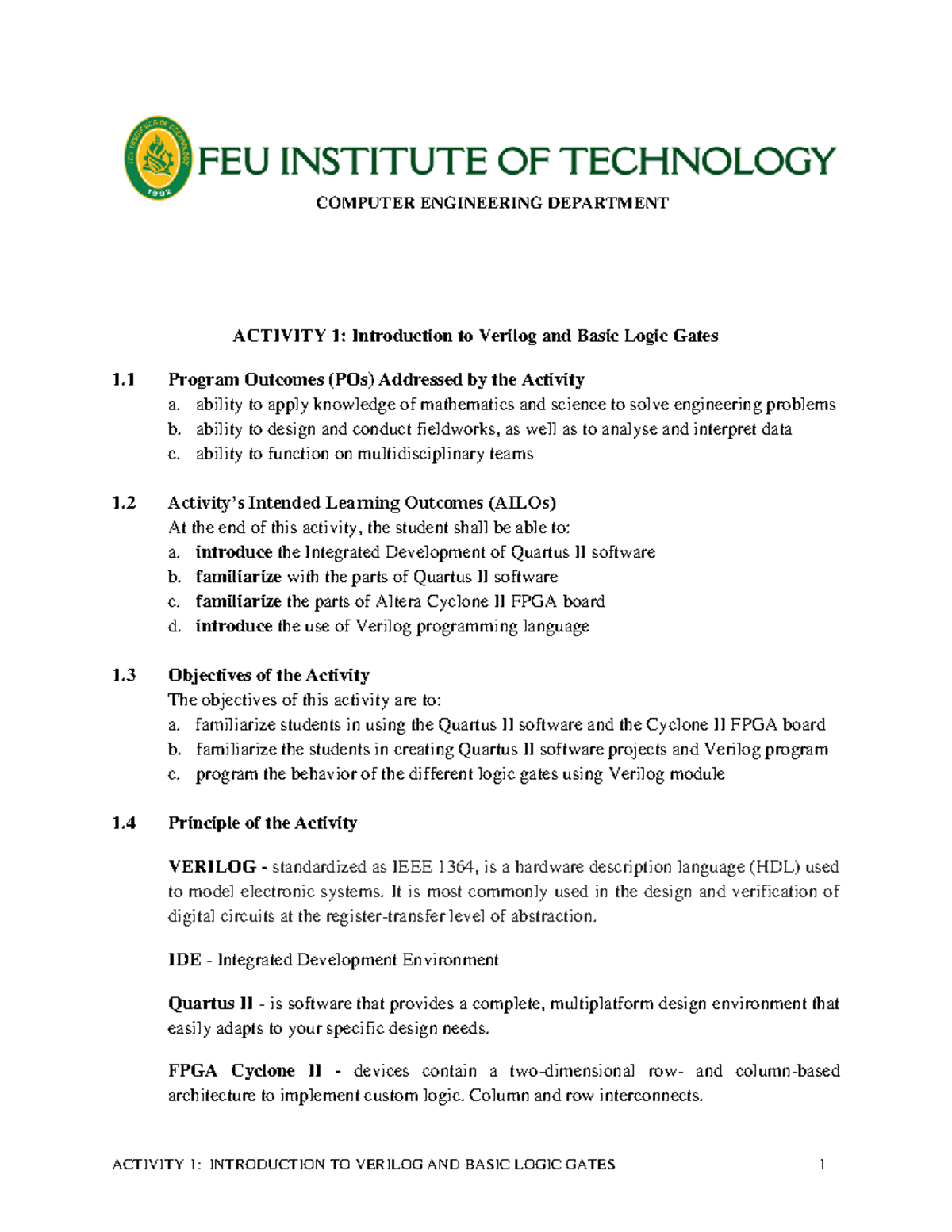 Formative 1 Roxas: ACTIVITY 1: Introduction to Verilog and Basic Logic ...