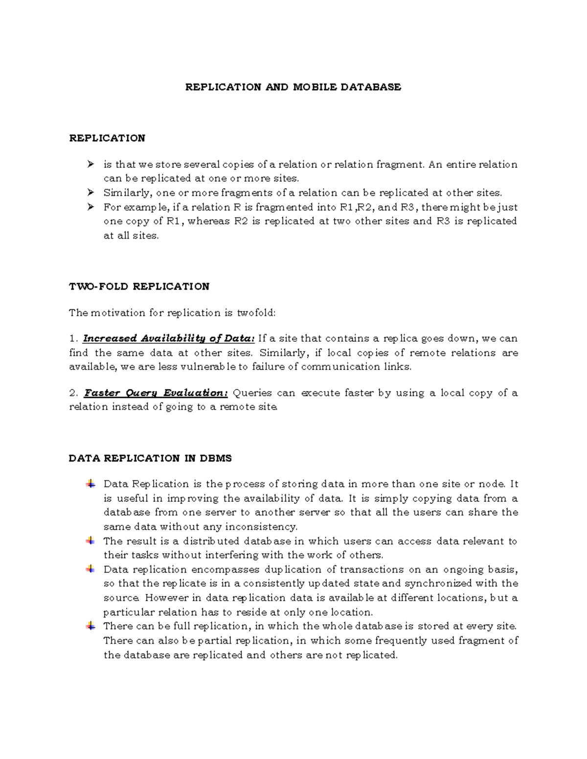 Replication and Mobile Database - REPLICATION AND MOBILE DATABASE ...