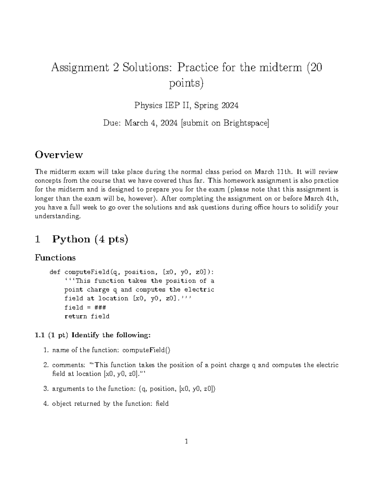 Assignment 2 Midterm Practice Solutions - Assignment 2 Solutions: Practice for the midterm ...
