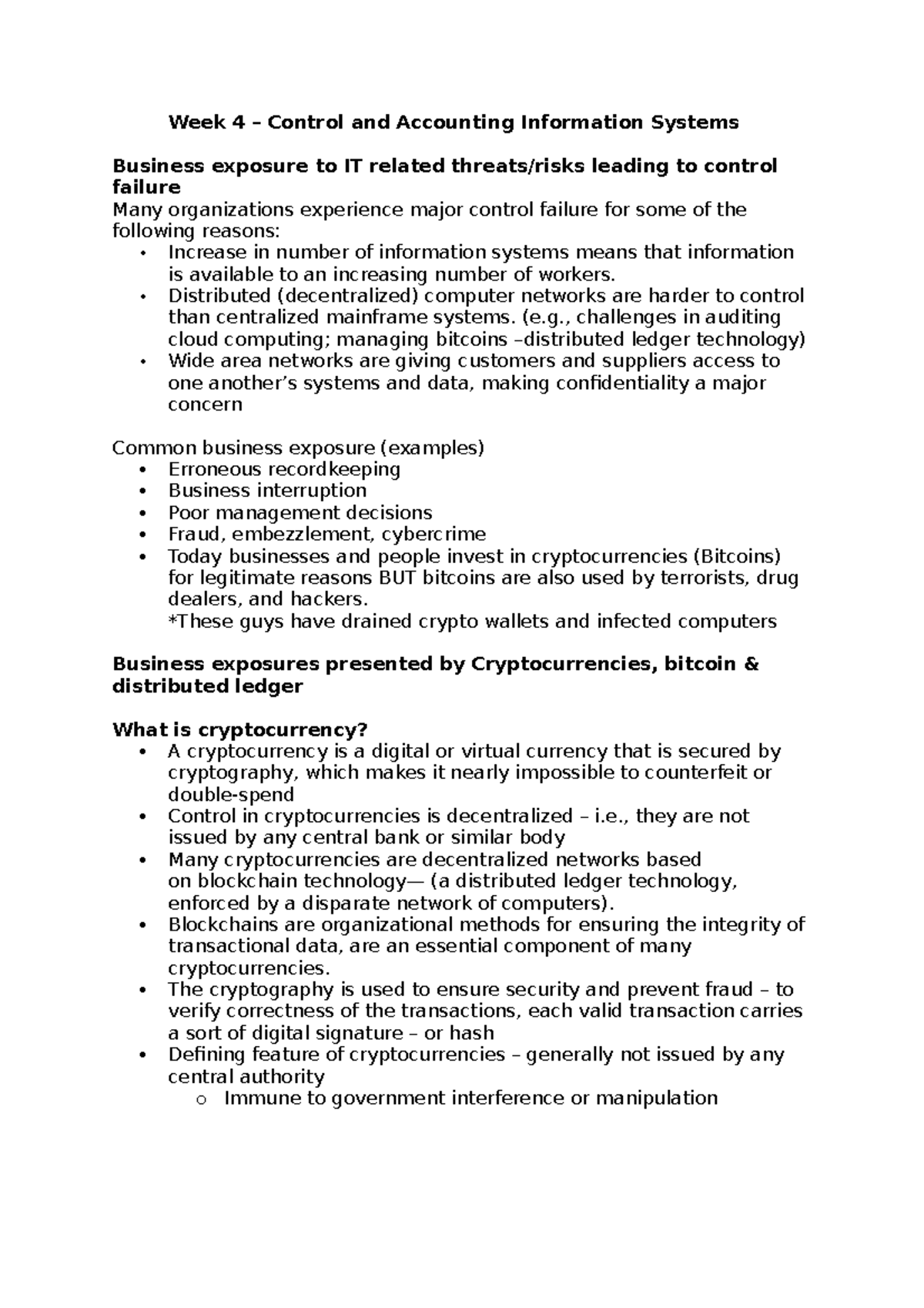 Infos Week 4 Information Systems Week 4 Lecture Notes Week 4