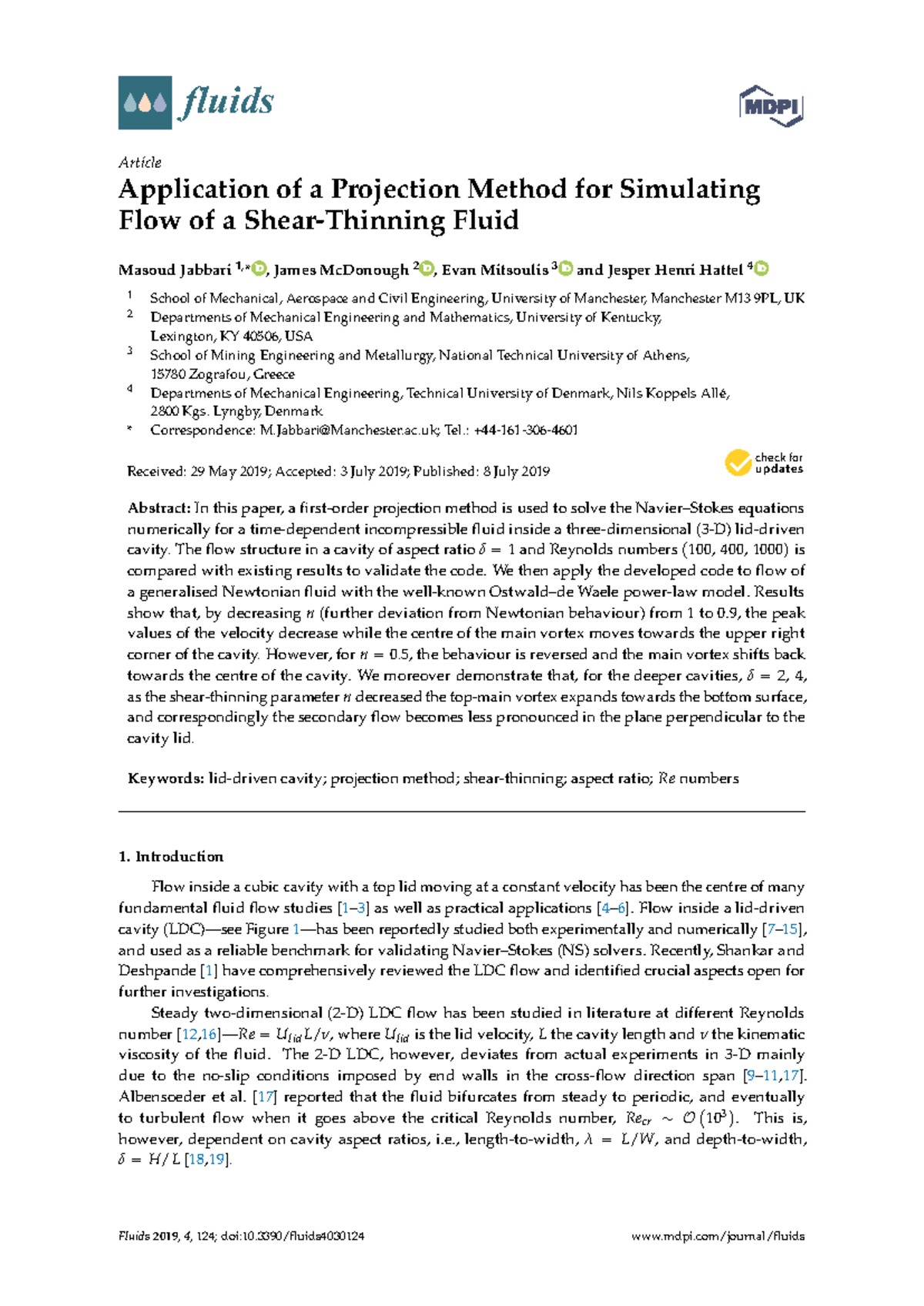 Fluids-04-00124 - Summary Fluid Mechanics - fluids Article Application ...