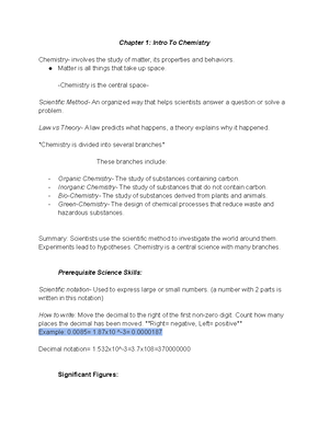 Chapter 2 Notess-The Metric System - Chapter 2 Intro to Chemistry: The ...